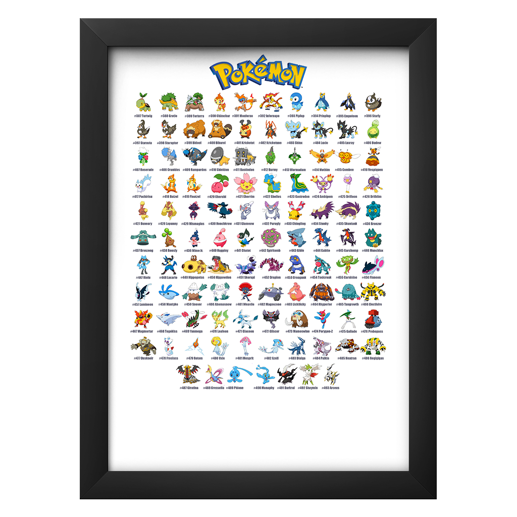 Quadro Pokemon 4 geração moldura A4 | Shopee Brasil