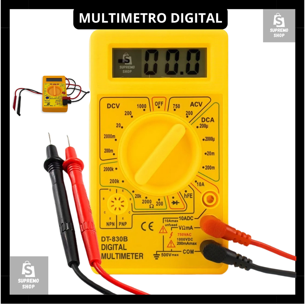 Multímetro Digital Profissional Portatil 1 Par de Ponta Teste de ...