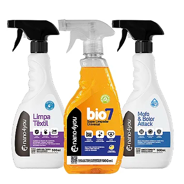Kit Limpeza Têxtil Nano4you (Bio7, Limpa Têxtil e Mofo & Bolor ...