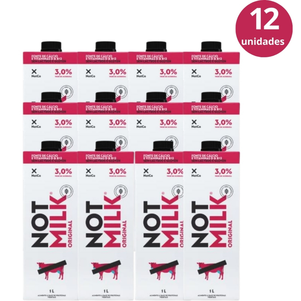 Kit 12x Leite Vegetal Sem Lactose Not Milk Integral Vegano 1L | Shopee ...