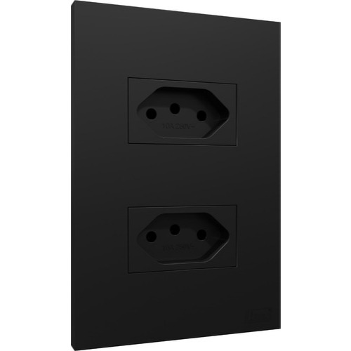 Conjunto tomada dupla (1 módulo 10a + módulo 20a) Recta Preto Fosco | Shopee Brasil