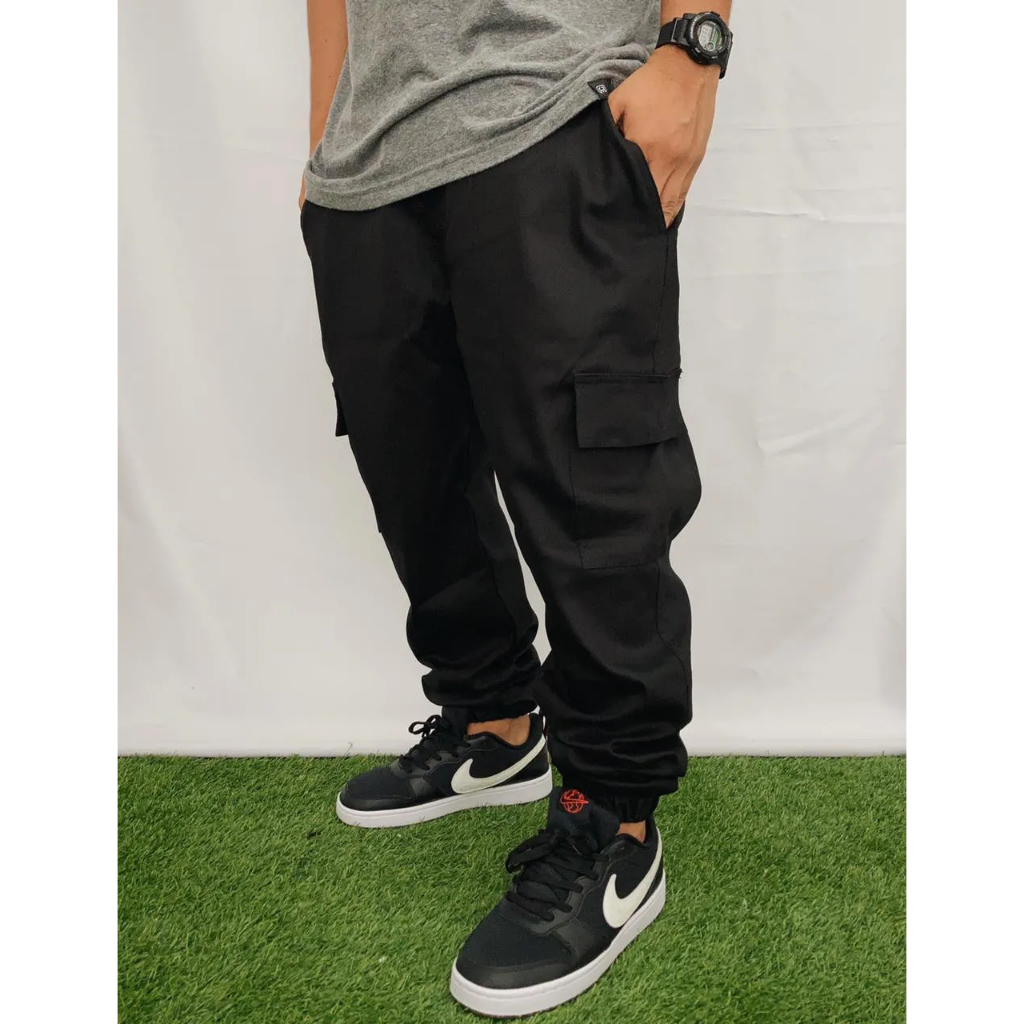 Calça Jogger Cargo Balão Unissex Bolsos Laterais Em Sarja Shopee Brasil