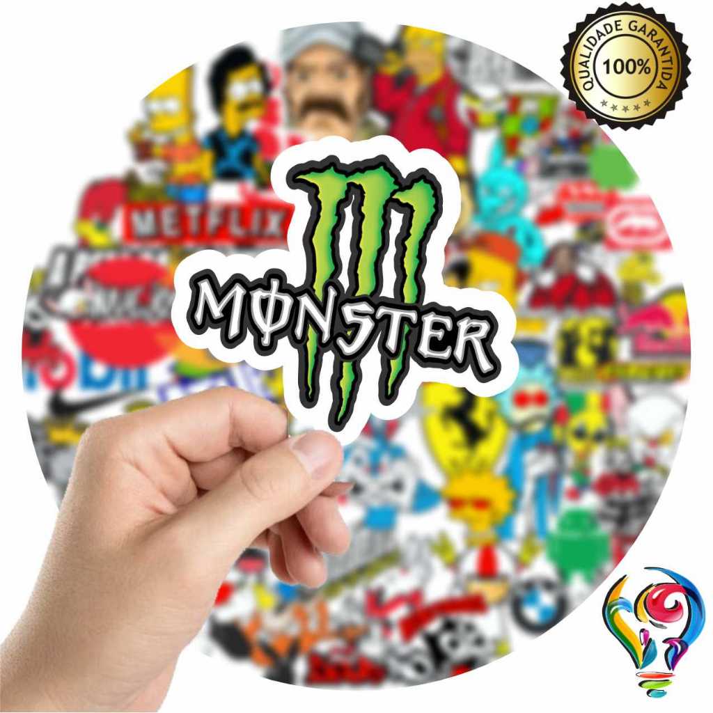 Adesivo Monster Animado Sticker Para Bike Skate Moto Capacete Carro ...