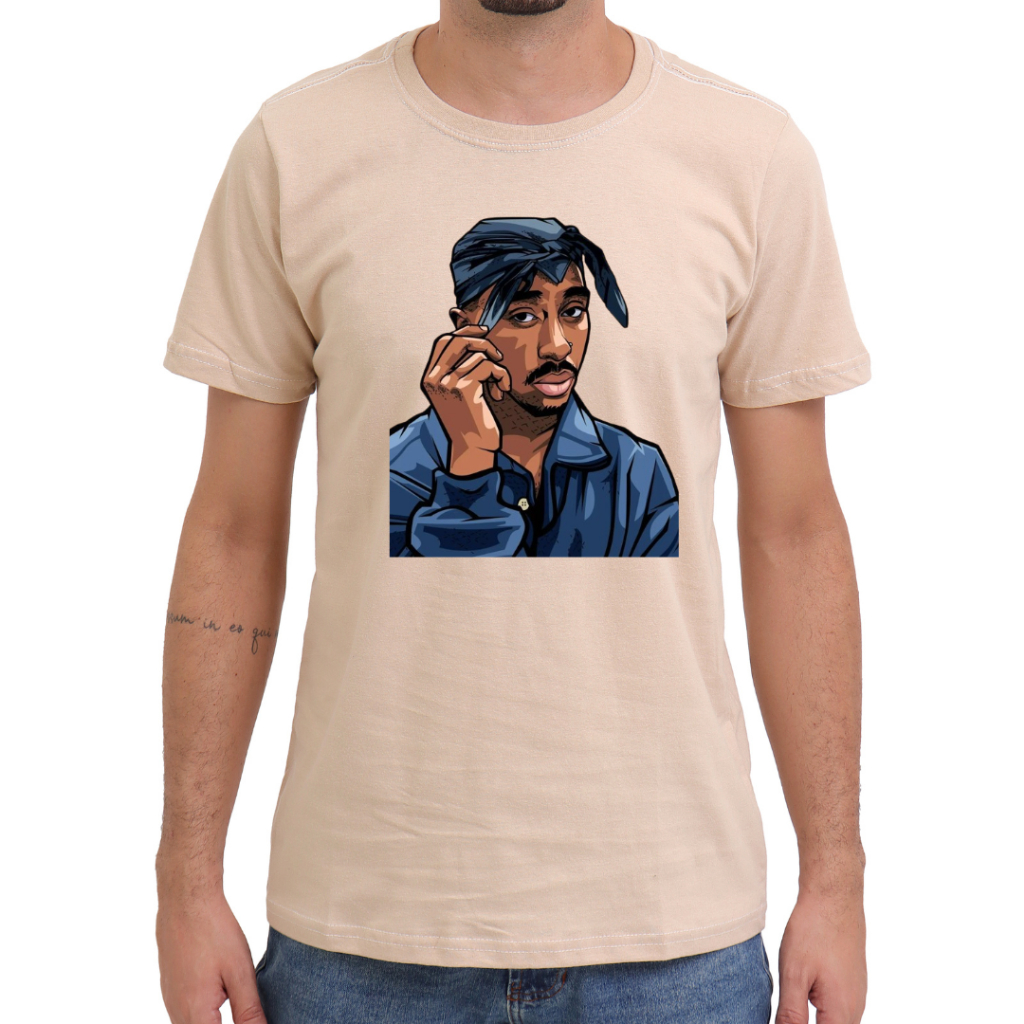 Camiseta Masculina 100% Algodão Estampa Premium 2PAC Rapper Hip Hop ...