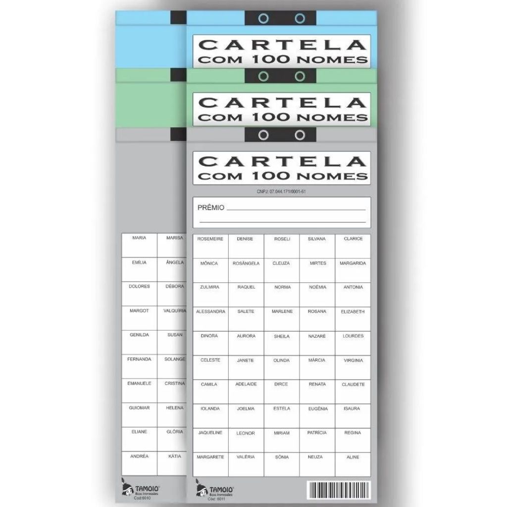 Rifa Cartela Com 100 Nomes (1, 2, 3, 4 e 5 unidades) - Tamoio | Shopee Brasil