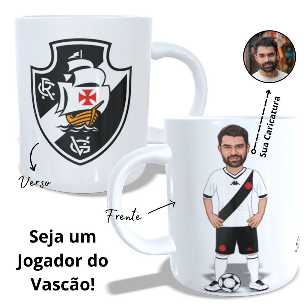 Caneca Personalizada Caricatura Do Vasco Com o Nome Presente de ...