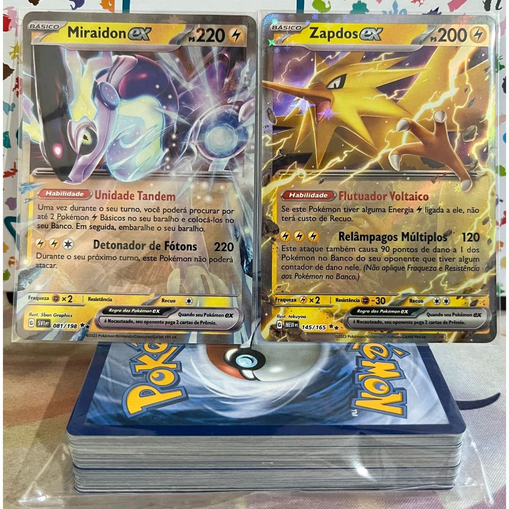 Deck Pokémon Raio c/ Miraidon EX + Zapdos EX | Shopee Brasil