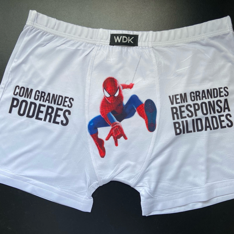 Cueca Box Personalizada Homem Aranha "com grandes poderes vem grandes ...