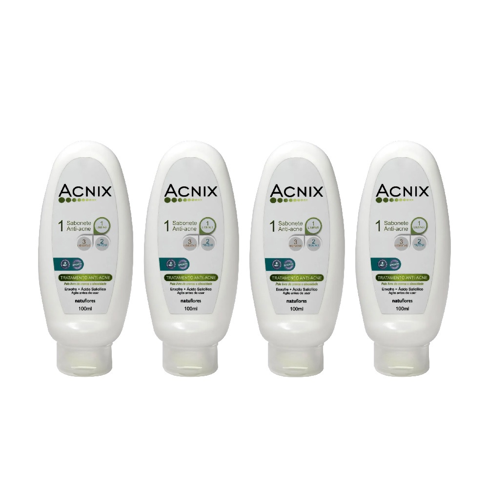 Kit 4x Acnix Sabonete Líquido 100ml Tratamento Anti Acne Natuflores ...