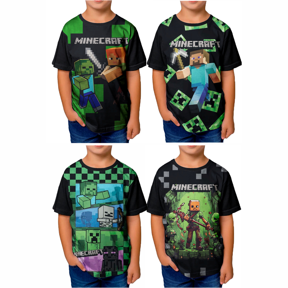 Camisa Camiseta Infantil do Minecraft | Shopee Brasil