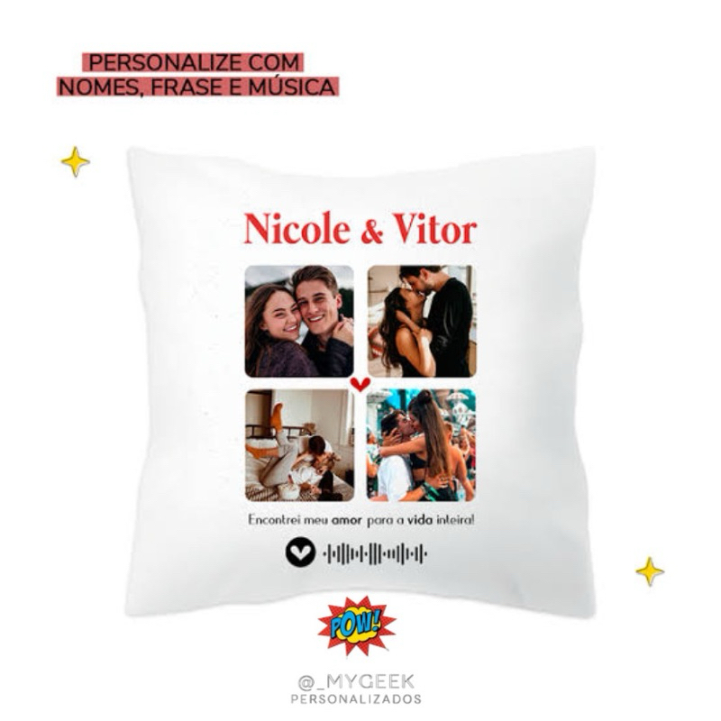 Almofada 30x30 Personalizada com fotos e qr code spotify | Shopee Brasil