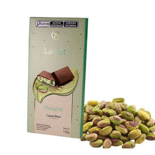 Tablete Barra de Pistache Lanut 130g Chocolate Cacau Show com Creme de ...