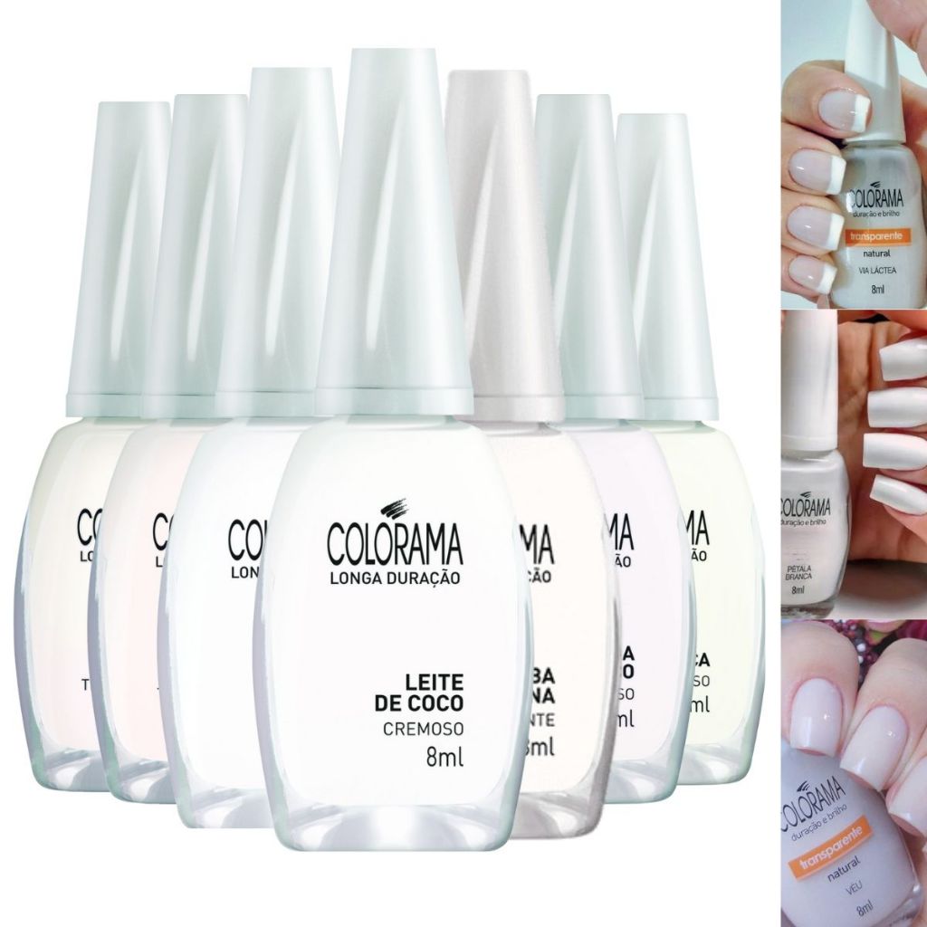 COLORAMA KIT 7 ESMALTES BRANCO FRANCESINHA | Shopee Brasil