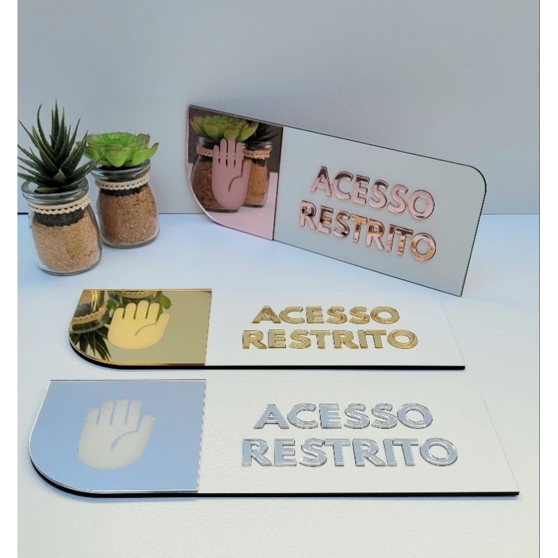 Placa Identificação de Porta, Acesso Restrito, Em MDF BRANCO com ...