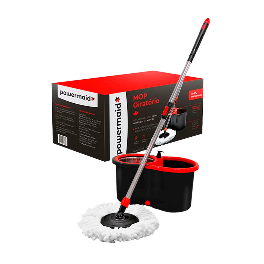 Mop Giratório Moderno C/ Balde Esfregão Microfibra Limpeza 8 Litros ...