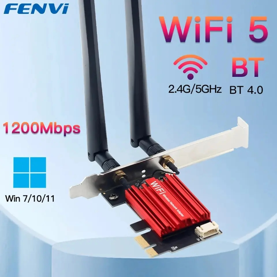 Placa Adaptador Wifi 5 5G 5GHz Bluetooth 4.0 PCIe x1 Fenvi AC1200 ...