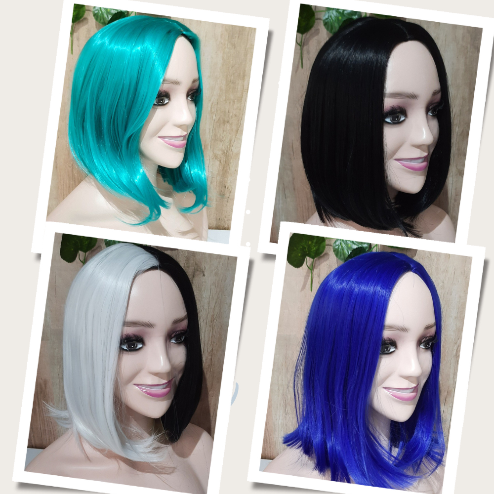 Peruca Cabelo Orgânico Cosplay liso curta Sem franja Mangá Anime ...