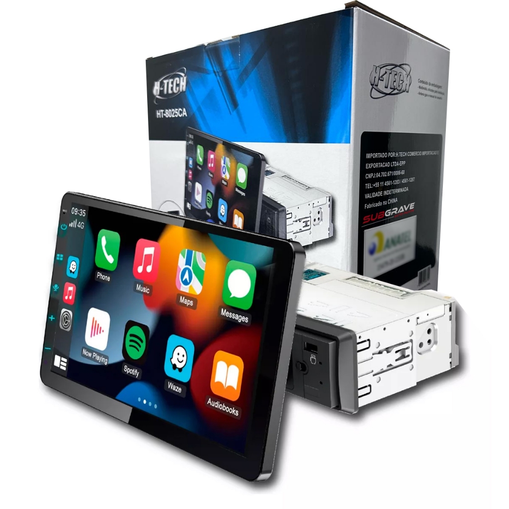 Super Central Multimidia H-tech Ht-8025ca 10 Pol Qled Rotativa 2gb + 32gb | Shopee Brasil