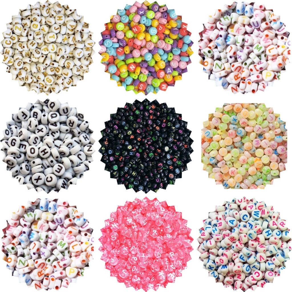 Kit 1000 Miçangas Alfabeto Letras Vogal E Consoante Sortidas | Shopee ...