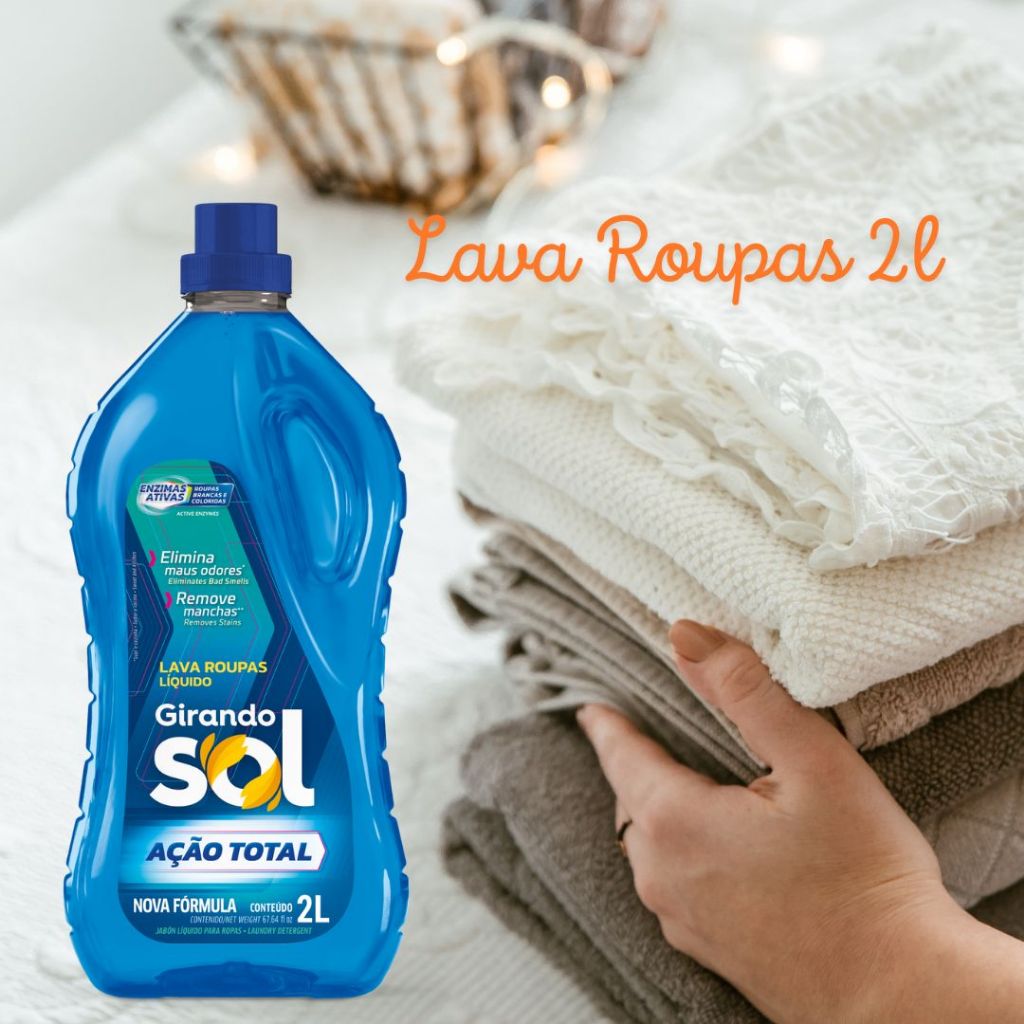 Lava Roupas Sabão líquido 2L Girando Sol | Shopee Brasil