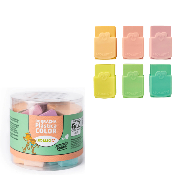 Borracha Plastica Escolar Colorida/ Kit Com 24 Unidades | Shopee Brasil