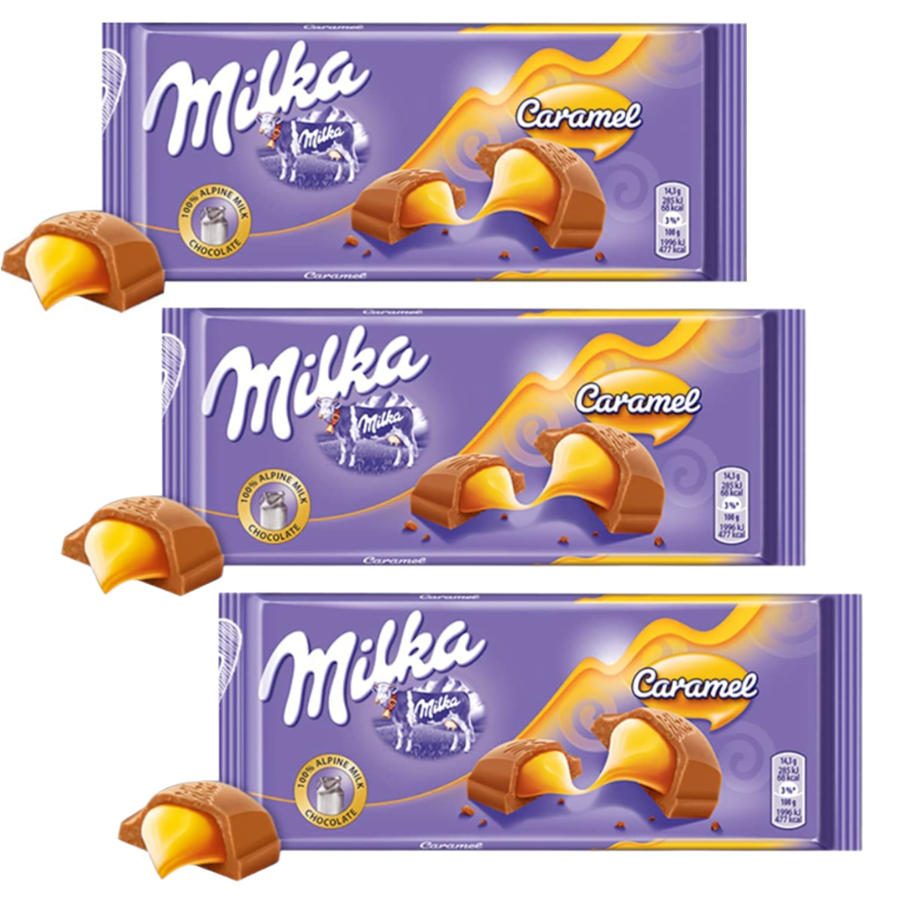 3 Chocolate Milka Caramel (caramelo) Liquido Importado 100g | Shopee Brasil
