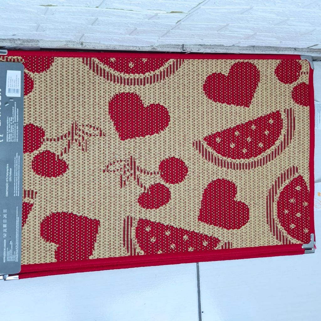 Kit Cozinha Tapete Vermelho Coração Cereja Lancer Sisal 3 Peças ...