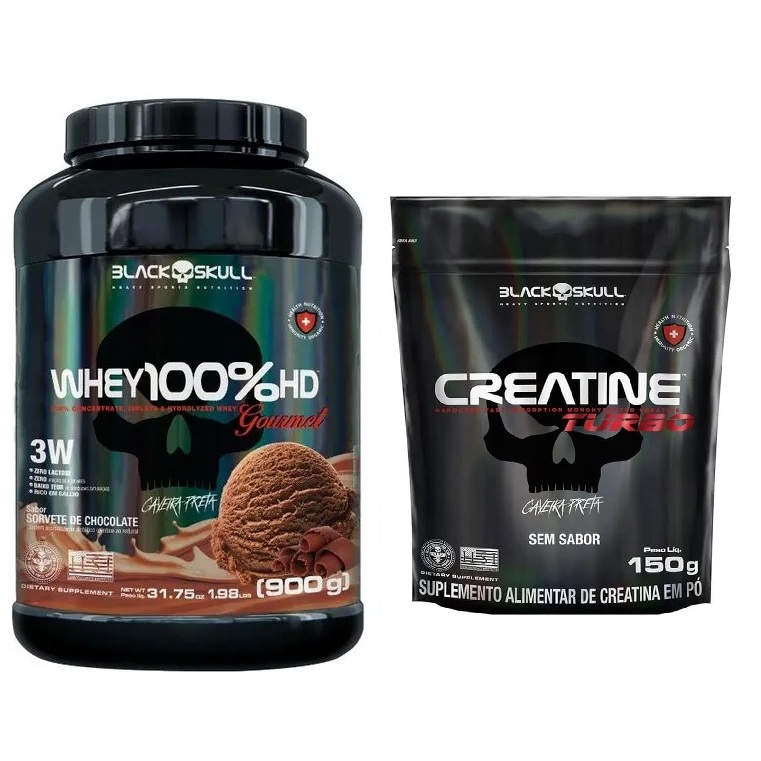 Kit - 1x Whey 100%HD GOURMET 900G pote + 1x CREATINE TURBO Refil 150g | Shopee Brasil