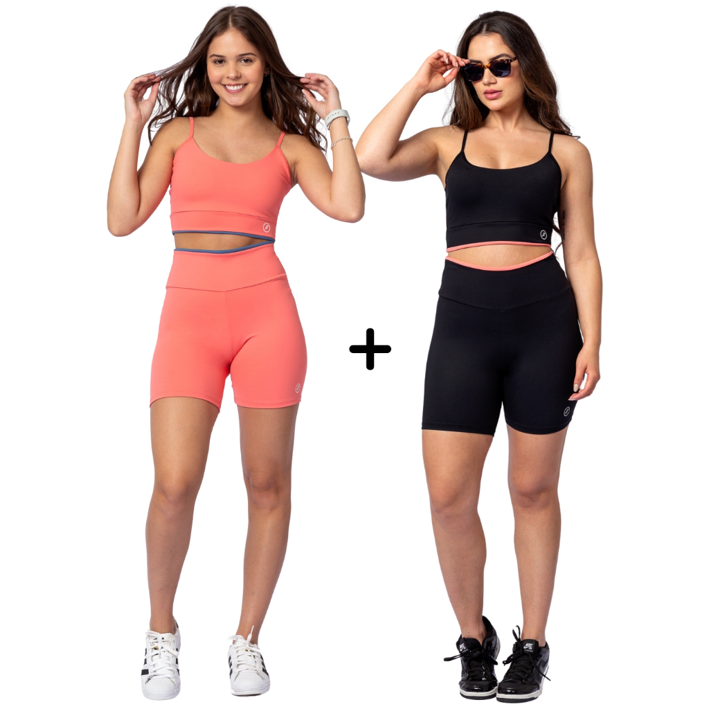 KIT 2 Conjuntos Fitness Element academia short e top poliamida zero ...