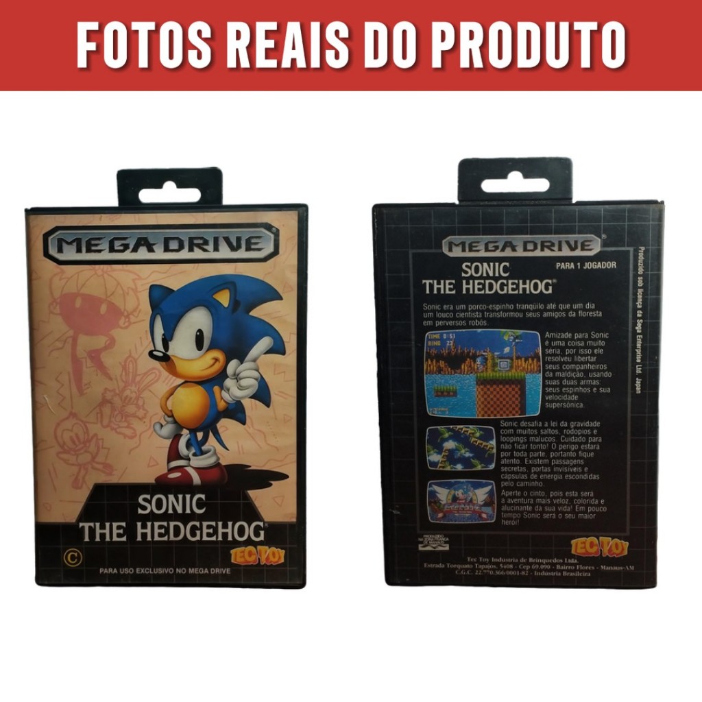 Jogo Sonic The Hedgehog (Original) - Tectoy Mega Drive - Clássico ...