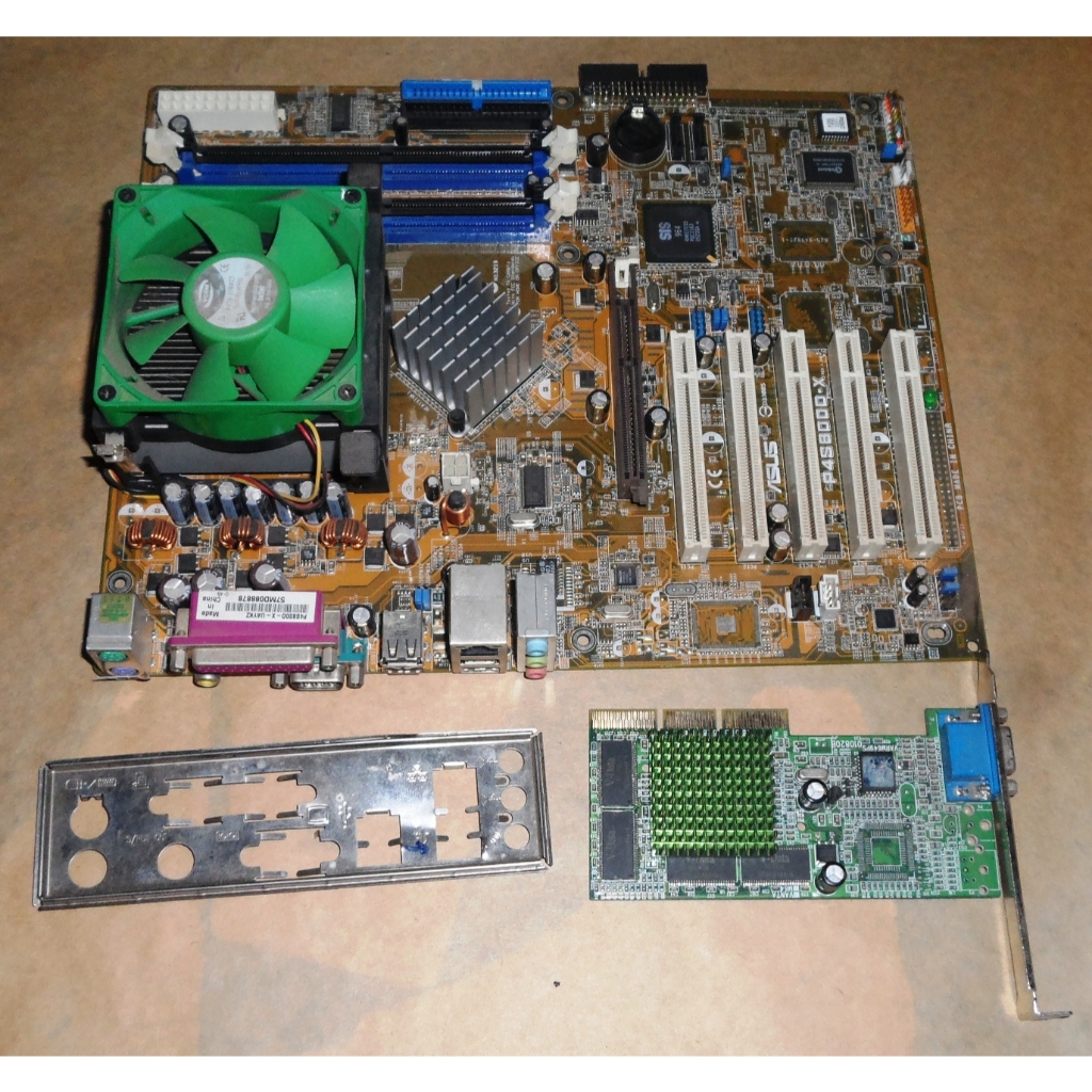 Placa Mãe ASUS P4S800D-X + Processador + PL - Video + Espelho + Cooler ...