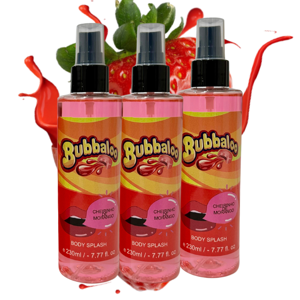 Kit 3 Body Splash Feminino de morango com cheiro de chiclete - 230 ml ...