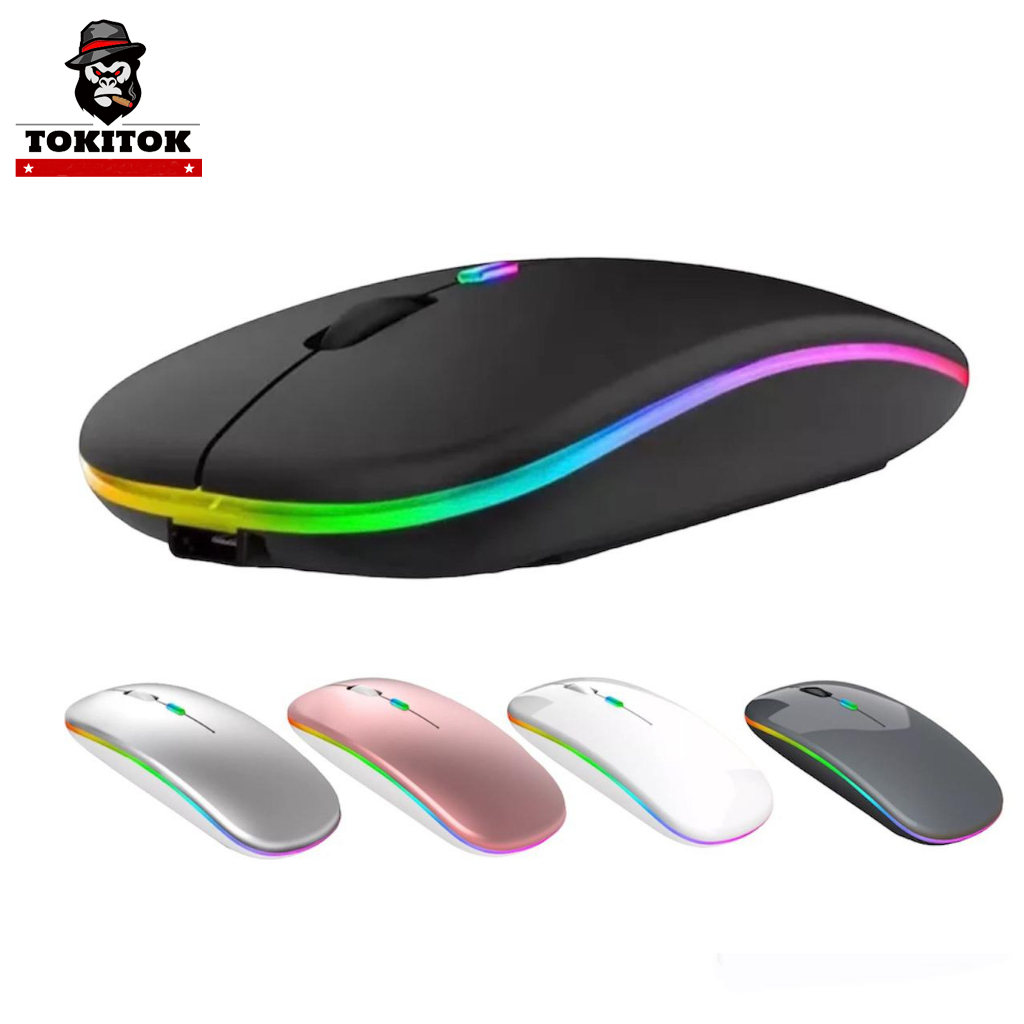 Wireless mouse Sem Fio Recarregável com 2,4 ghz Led Rgb notebook pc computador universal windows ...