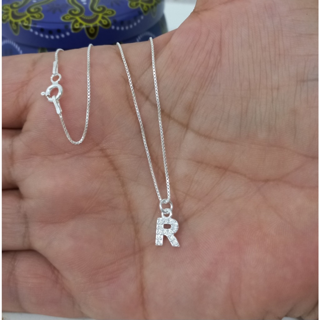 Colar Letras Inicial de Prata 925 Cravejada com Zircônias | Shopee Brasil