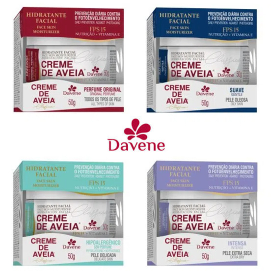 kit davene c/04 hidratante facial - variados tipos de pele | Shopee Brasil