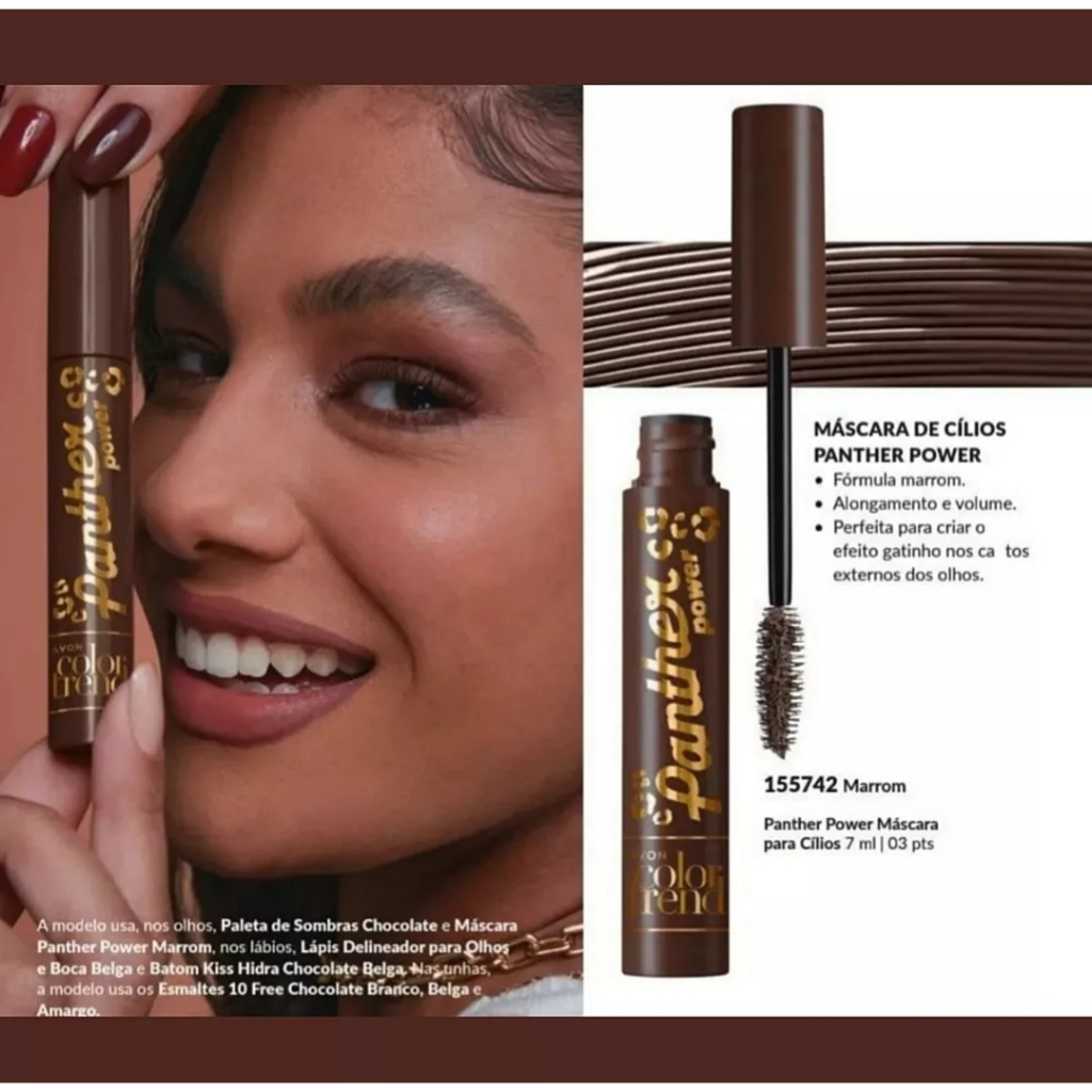 Máscara de Cílios Marrom Panther Power Color Trend Avon "Coleção ...