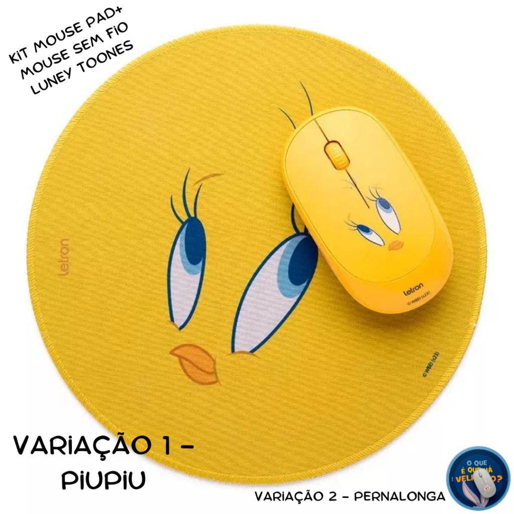 Mouse sem fio + Mouse pad piu piu ou pernalonga - Kit Mouse SEM Fio ...