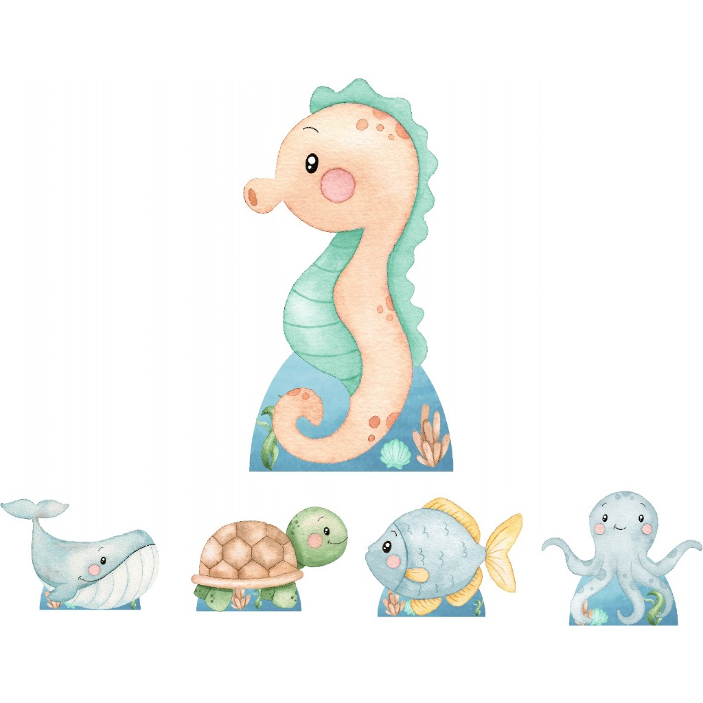 KIT DISPLAY FUNDO DO MAR AQUARELA | Shopee Brasil