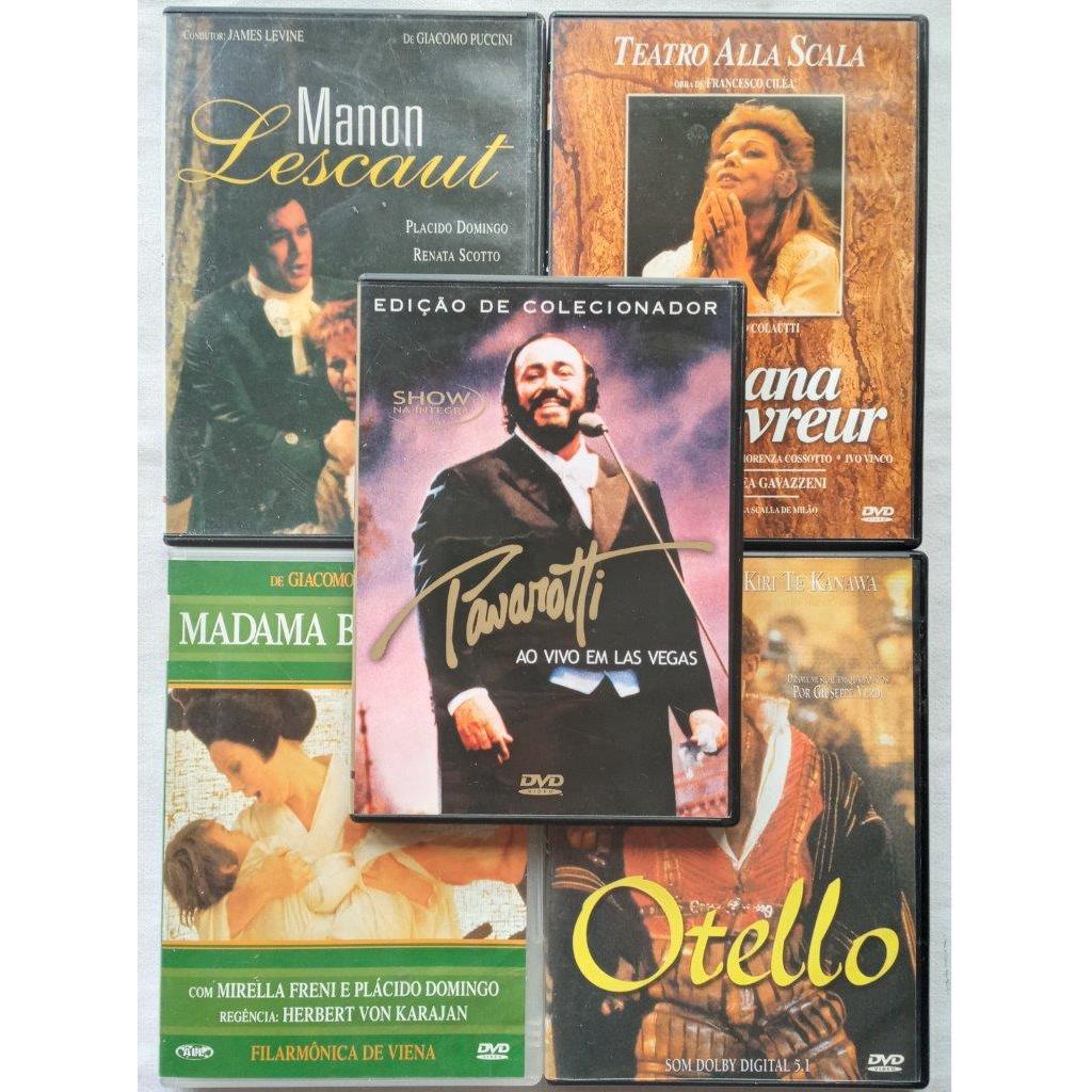 5 DVD's Musicais de Ópera Pavarotti Manon Lescaut Adriana Lecou ...