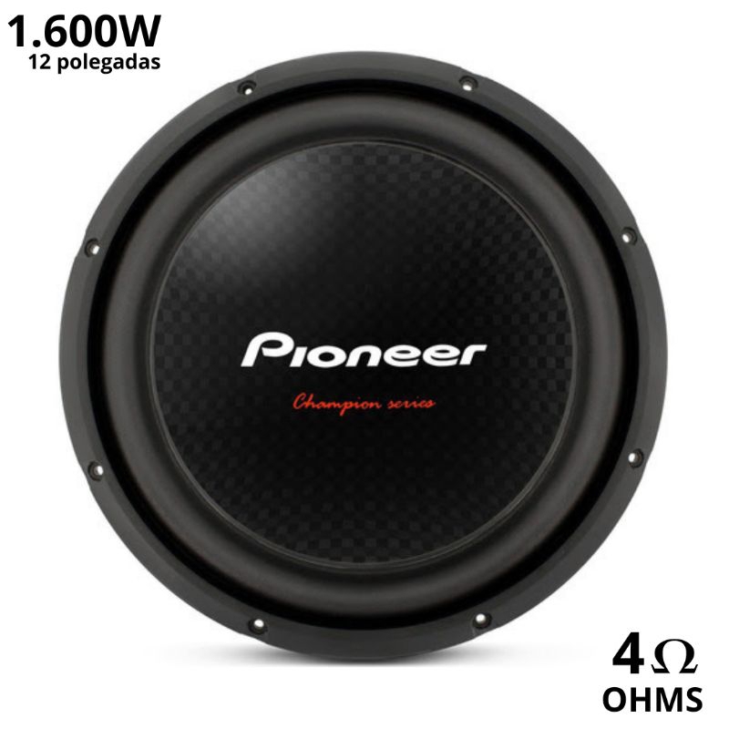 Subwoofer Pioneer 12 Pol. 1600W 4 ohms TS-W312S4 - Alto falante Pioneer Cara preta 12 polegadas ...