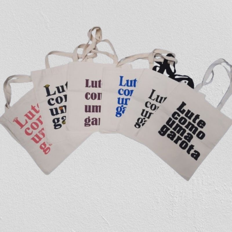 Bolsa Ecobag Lute Como Uma Garota 100% algodão letras coloridas | Shopee Brasil