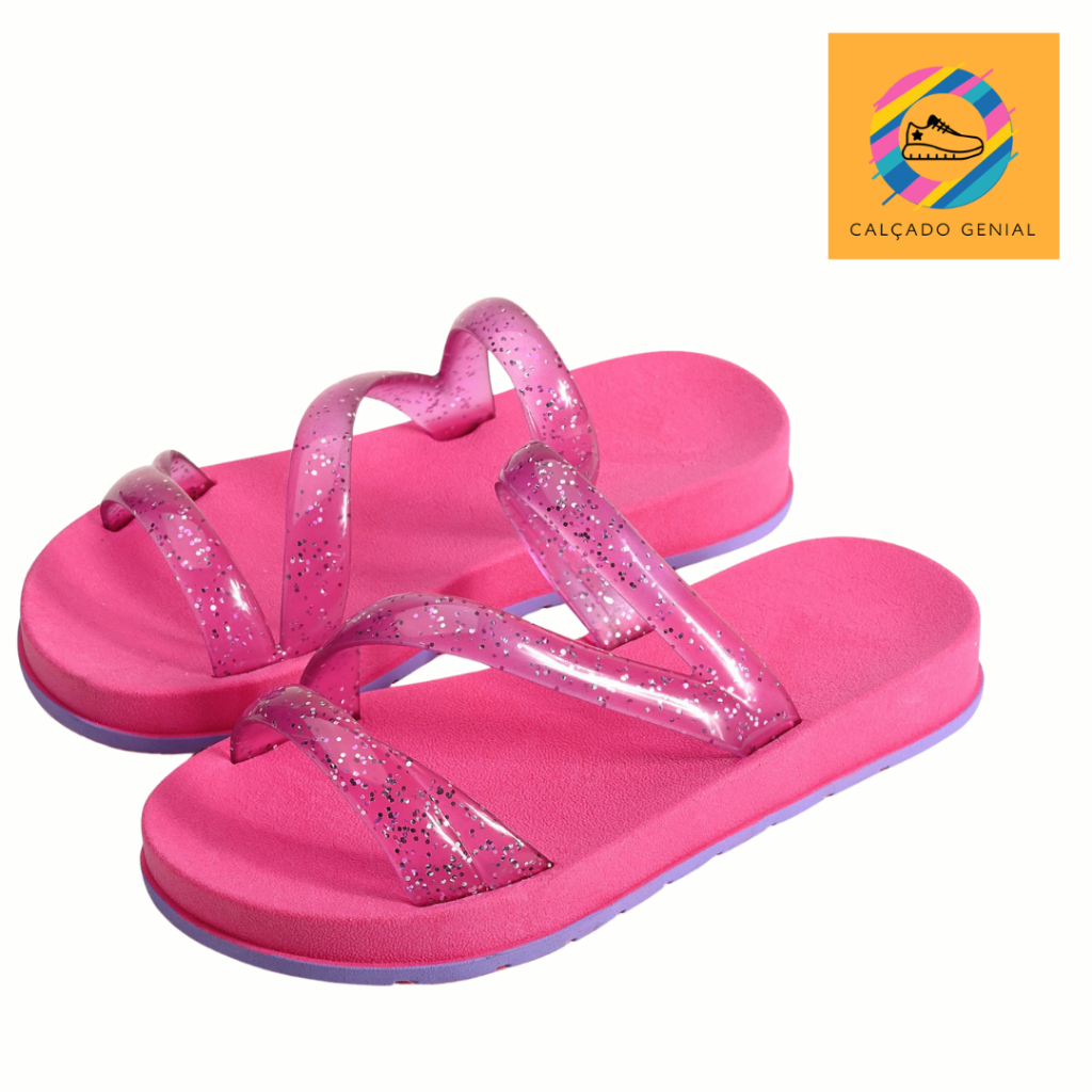 Chinelo Feminino Bia Com Brilho Modelo Papete Rosa Branco Preto com ...