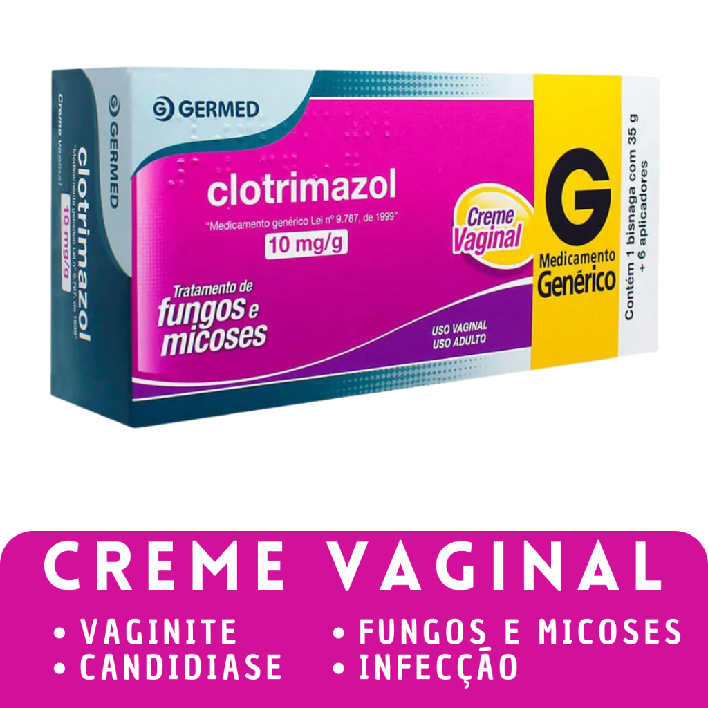 Clotrimazol 10mg/g Creme Vaginal 6 aplicadores 35g Medley para candidiase, fungos e micoses ...