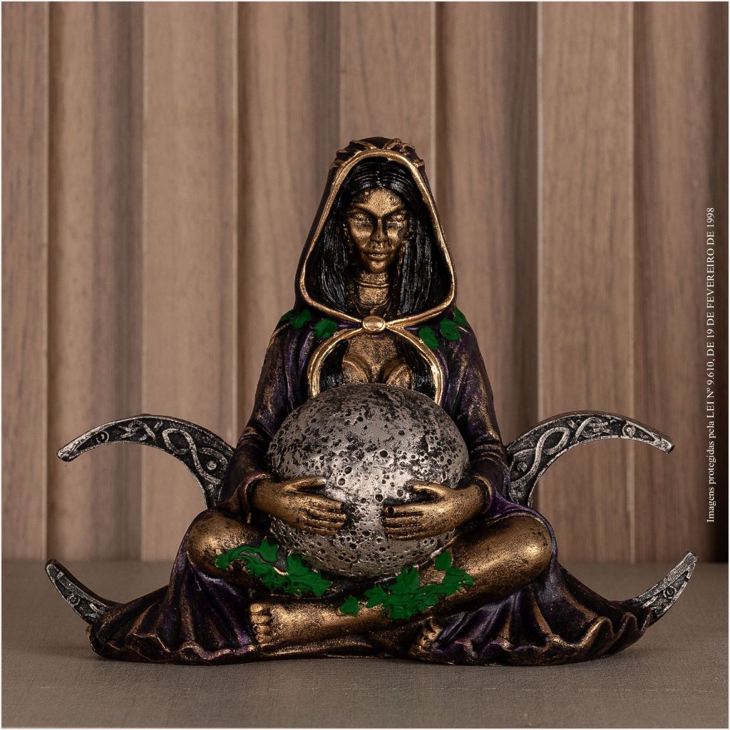 Estátua Deusa Triluna Wicca Tríplice Lua Bruxa - Em Resina | Shopee Brasil