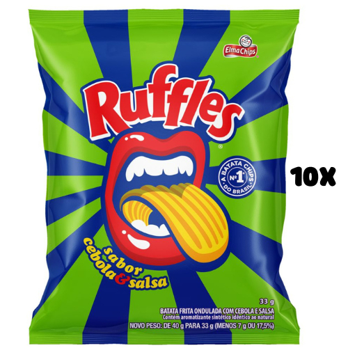 Kit 10 Pacotes Batata Ruffles Ondulada Cebola E Salsa 33g | Shopee Brasil