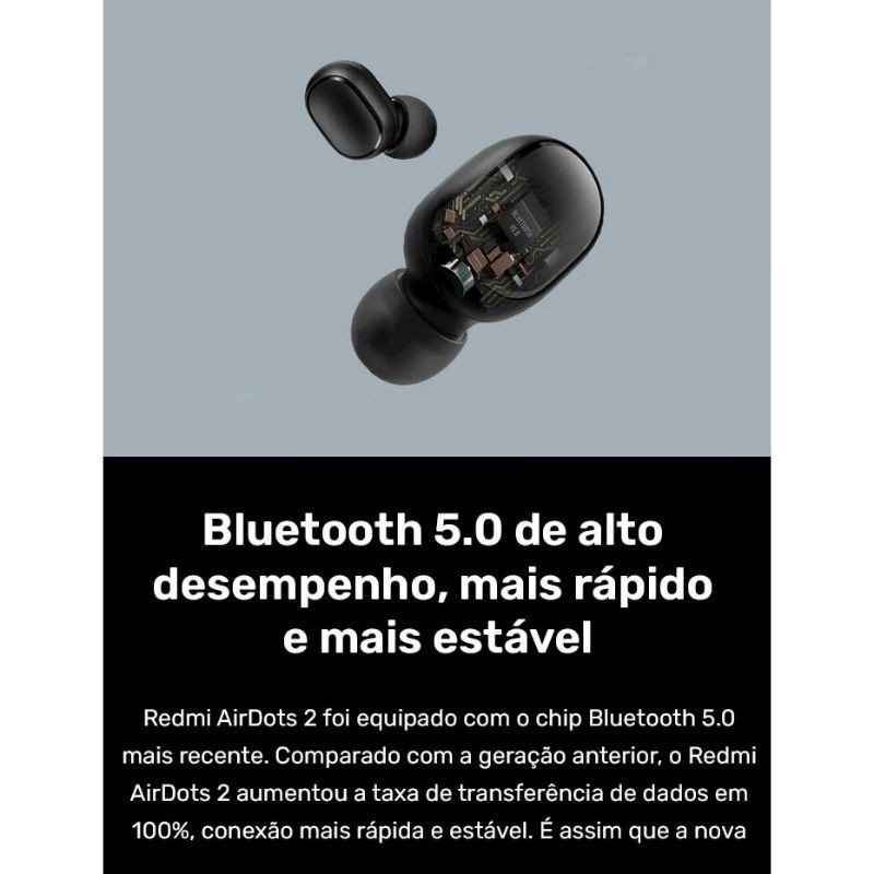 Fone ouvido Xiaomi Redmi Airdots 2 sem Fio Bluetooth 5.0 Gamer | Shopee Brasil