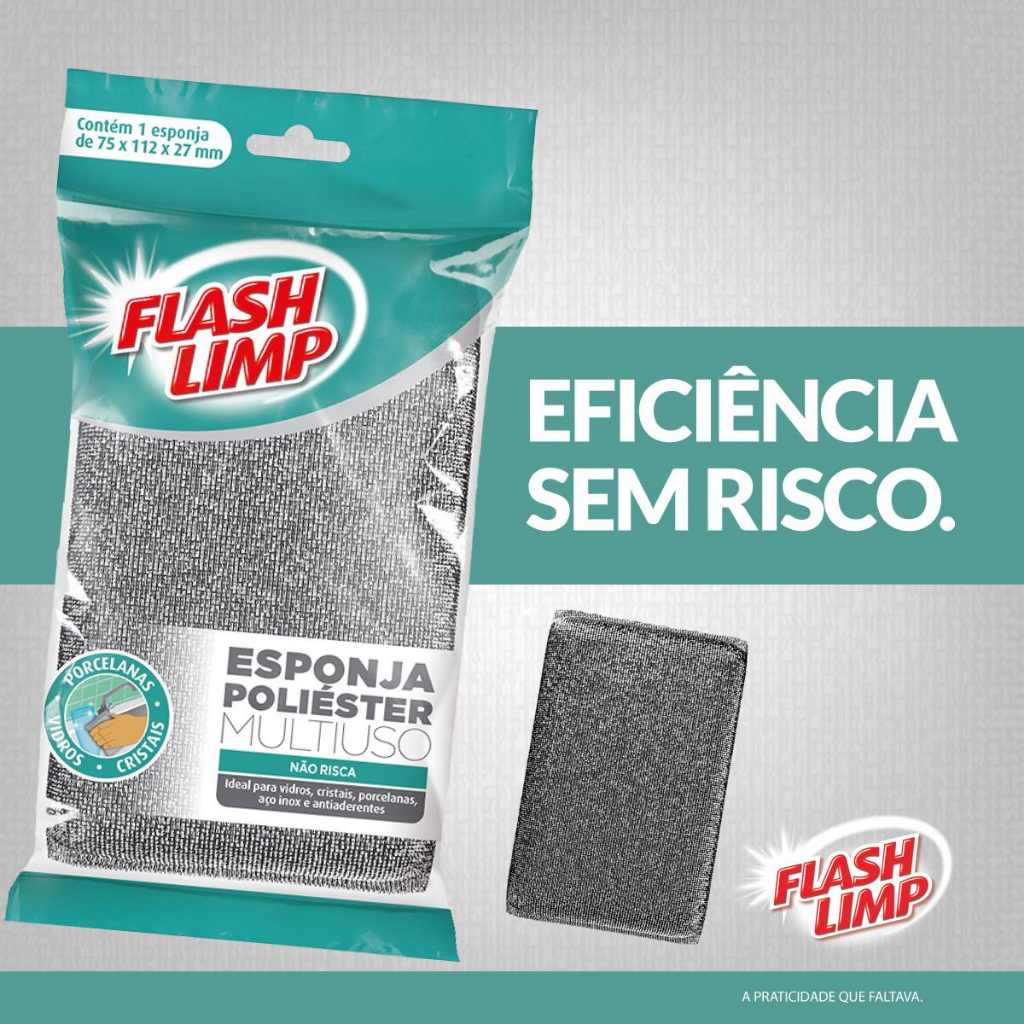 Esponja Flash Limp Multiuso Poliéster Limpa Sem Riscar | Shopee Brasil