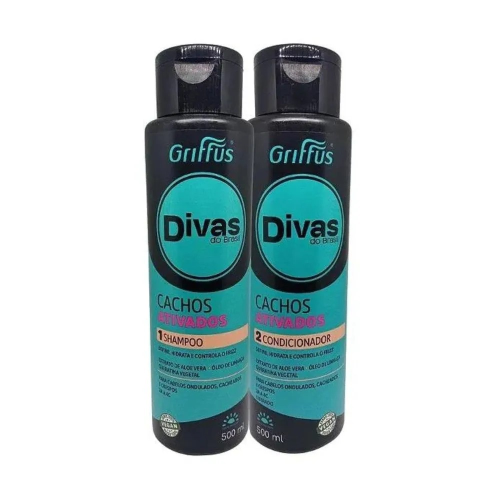Kit Cachos Ativados Divas Shampoo + Condicionador 500ml | Shopee Brasil