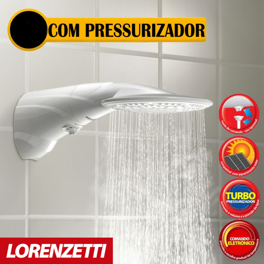 Chuveiro Ducha Advanced Turbo com Pressurizador 220v 7500W Lorenzetti ...