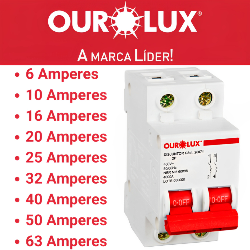Disjuntor Bipolar Duplo Bifasico 6a 10a 16a 20a 25a 32a 40a 50a 63a Amperes Din Elitek Ourolux ...